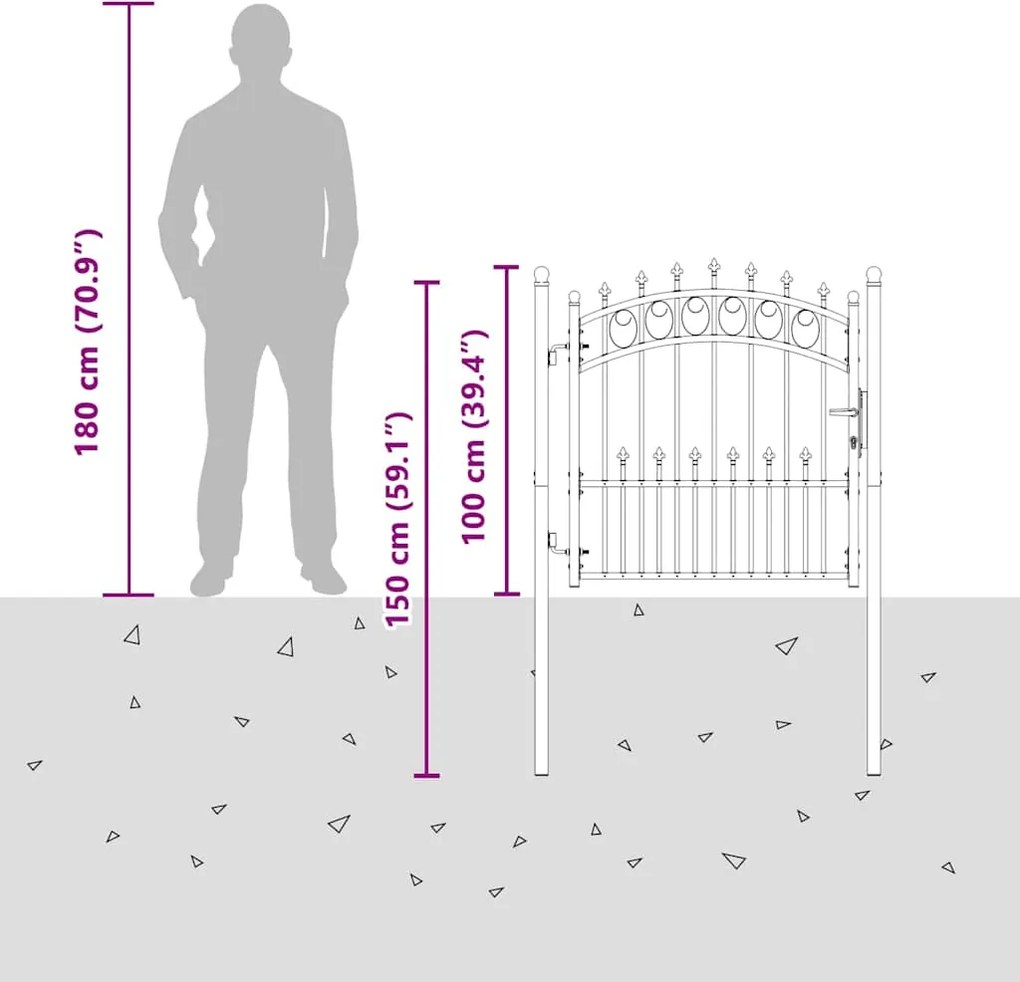 vidaXL Marketos Plotová branka EMMEN s hroty ocelová 104 x 97 cm zelená
