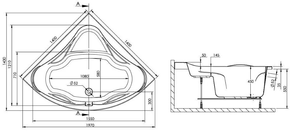 Scansani Wivea akrylátová vana Délka vany: 125cm