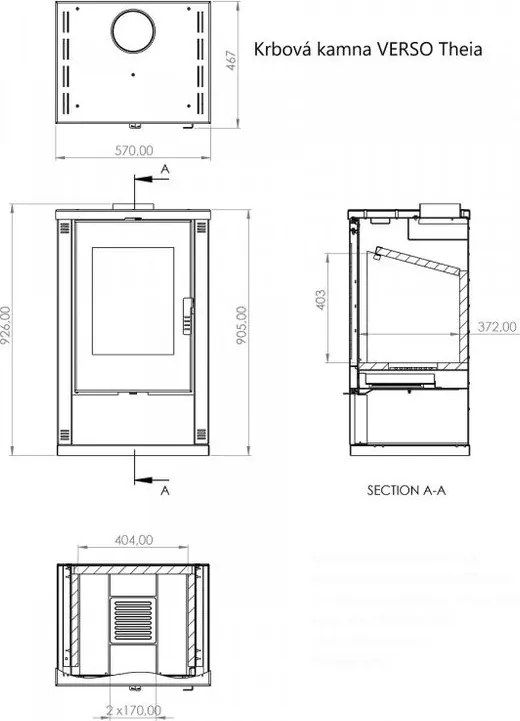 Krbová kamna VERSO Theia, červená