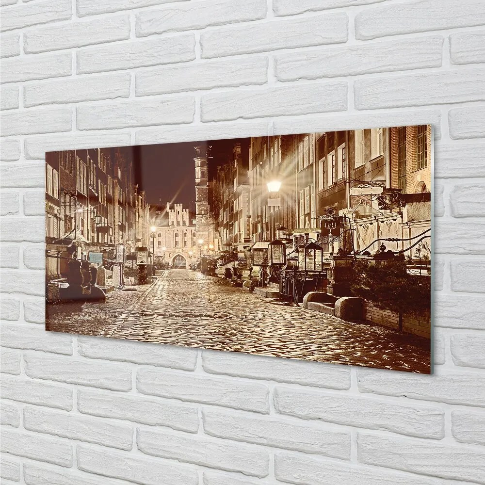 Obraz na skle Gdańsk Staré Město Noční 125x50 cm