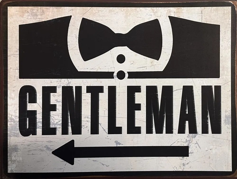 Plechová retro cedule Gentleman šipka vlevo