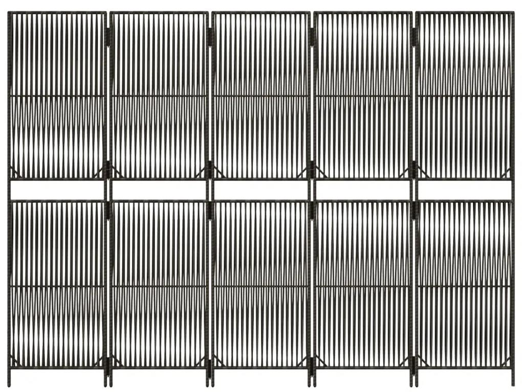Dělicí stěna 5 panelů šedá polyratan,  365382