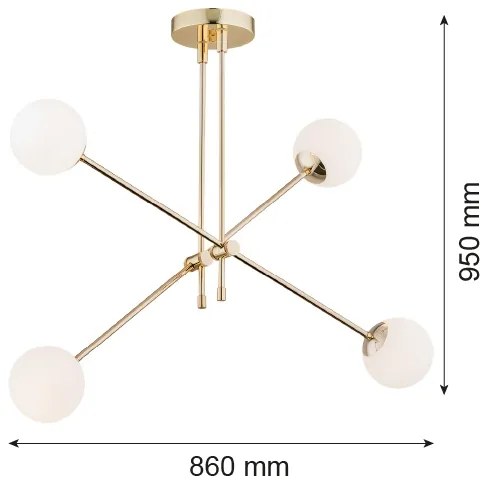 Argon 1695 - Lustr na tyči ABSTRACT 4xE14/7W/230V mosaz