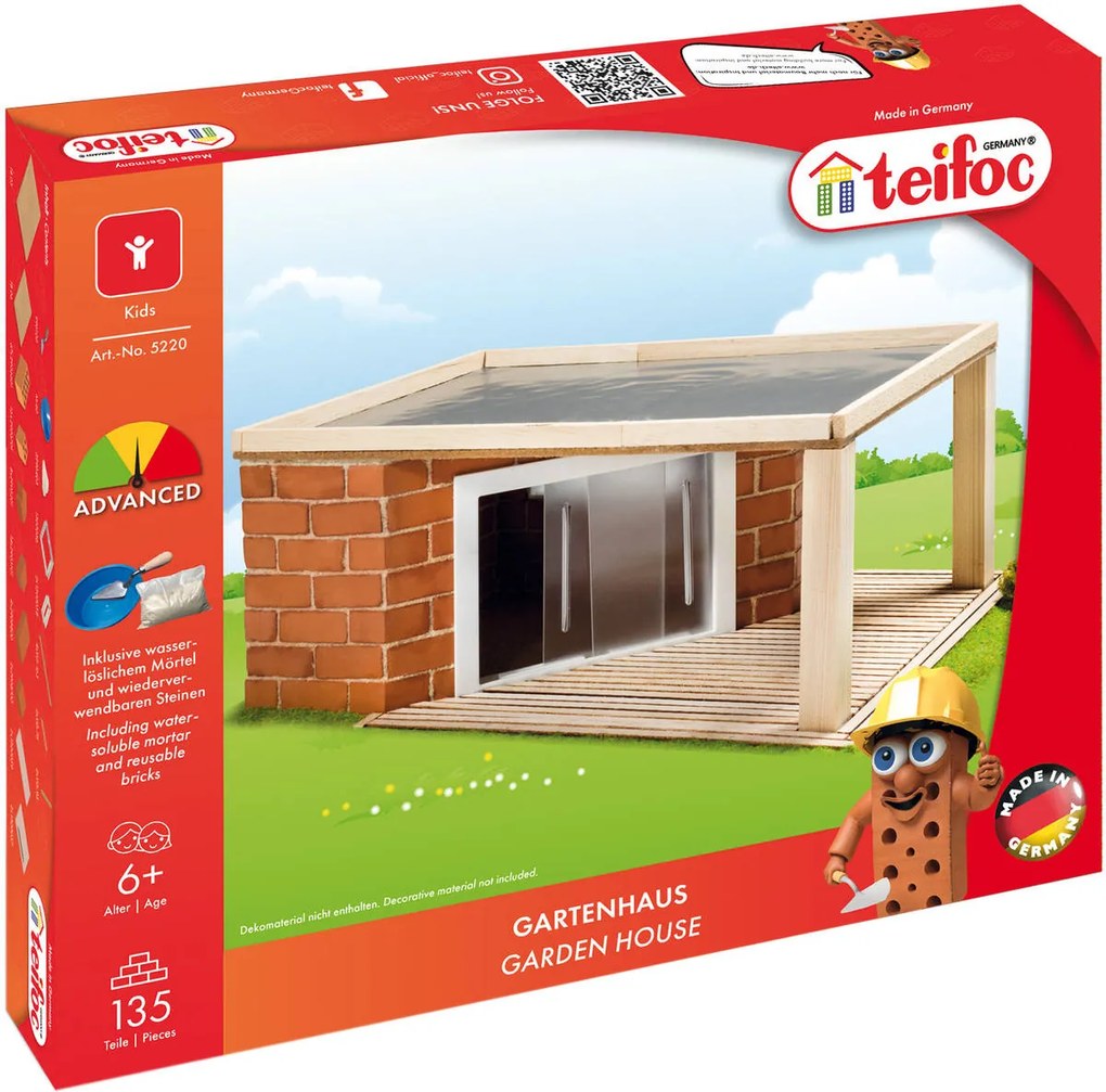 TEIFOC Zahradní domek 135 dílků pálené cihličky s maltou 5220 STAVEBNICE te3637