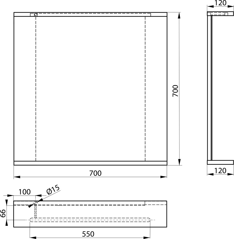 Aqualine Aqualine, KORIN STRIP zrcadlo s LED osvětlením 70x70x12cm, KO380S