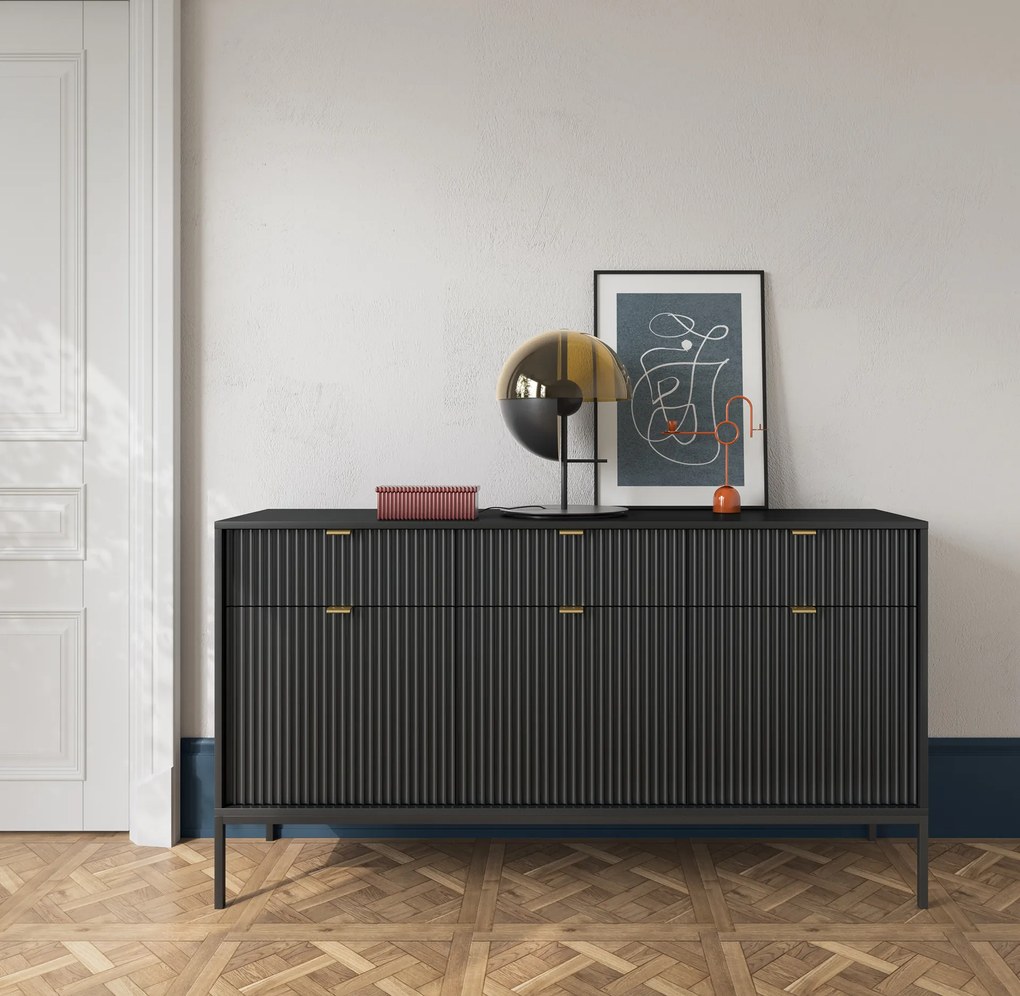 PSK Komoda NEMO KSZ154, Černá 154 cm Dekor nohou: Černé