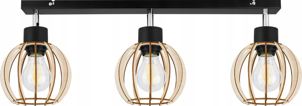 Závěsné Stropní Svítidlo Trojitý Lustr Dřevěný Moderní Boho Led