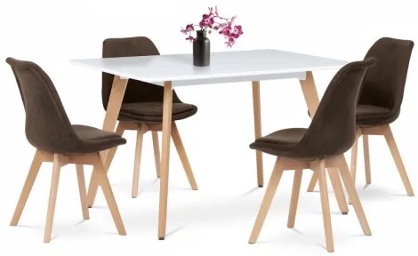 Jídelní stůl 120x80x74 cm, MDF, bílý matný lak, masiv buk DT-313 WT