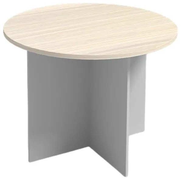 Jednací stůl s kulatou deskou PRIMO GRAY, průměr 100 cm, šedá/bříza