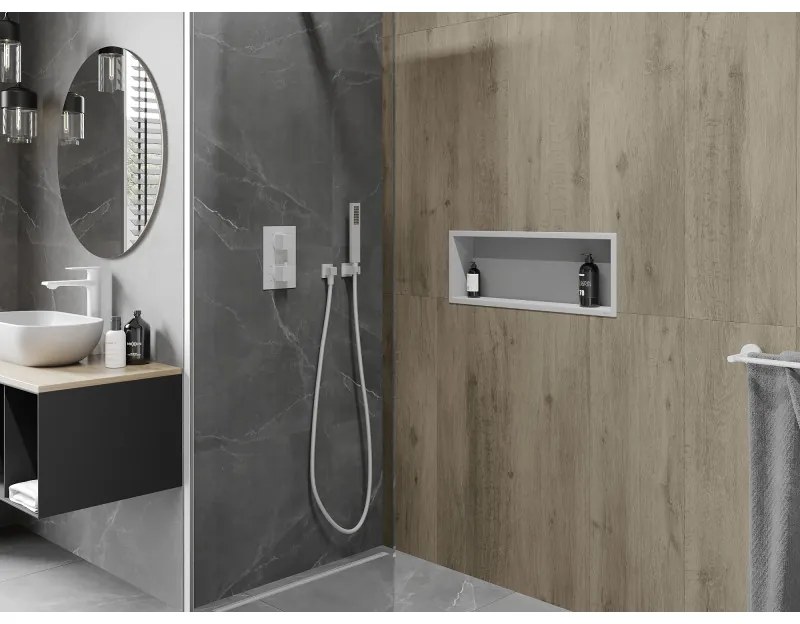 Mexen X-Wall-R, polička na zapuštění na obklad s límcem 60 x 20 cm, bílá, 1920602010
