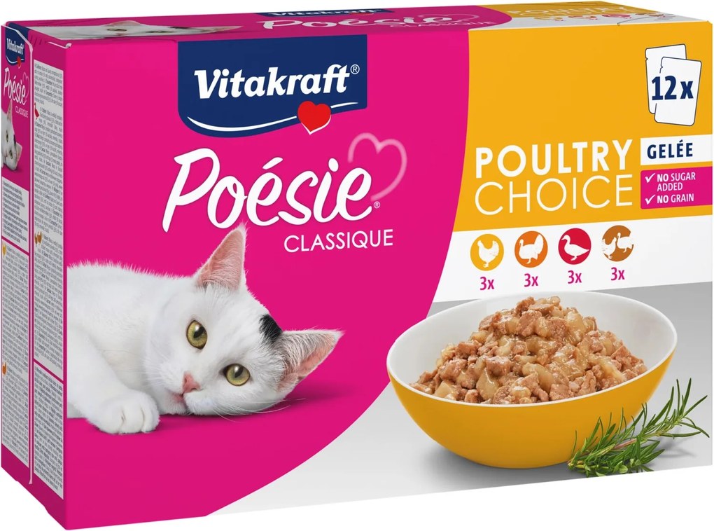 Vitakraft Kapsičky pro kočky Poésie Classique Poultry v želé, 12 x 85 g