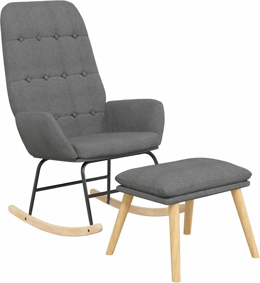 Houpací křeslo s podnožkou světle šedé textil 3097704