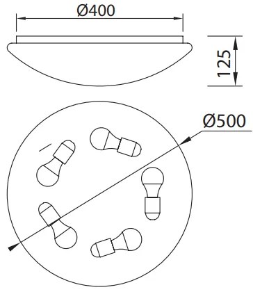 Mantra Zero E27, stropní svítidlo 5xE27, bílá, průměr 50cm