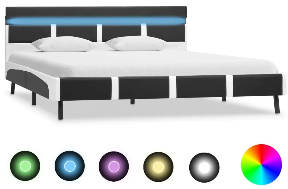 Rám postele s LED světlem šedý umělá kůže 140 x 200 cm 280309