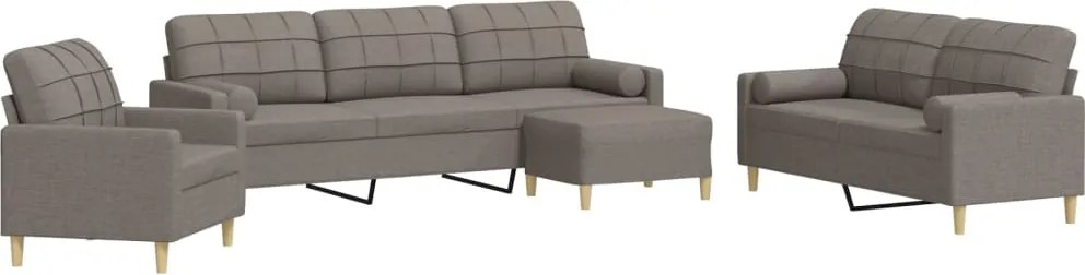 4dílná sedací souprava s podnožkou a polštáři taupe textil 3278318
