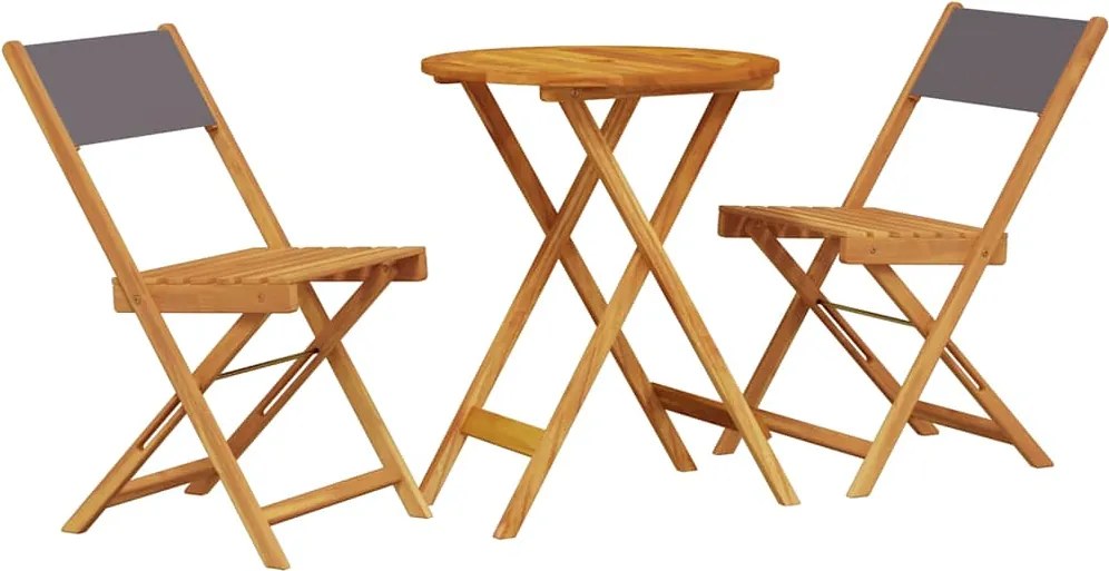 3dílný bistro set antracitový textil a masivní dřevo 3281749