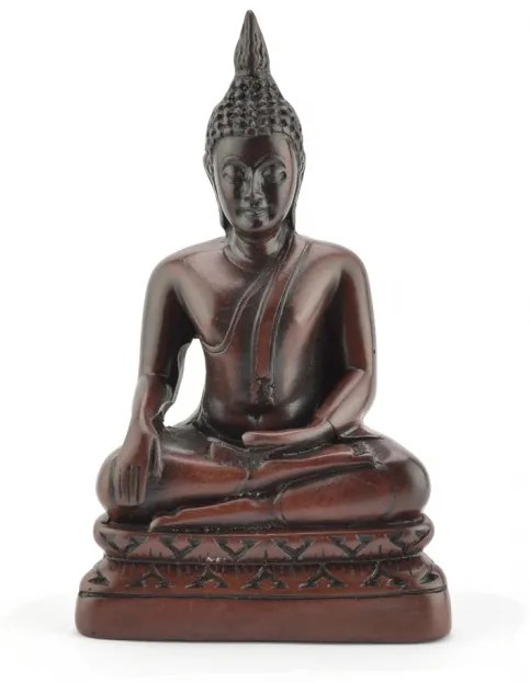 Osvícený Buddha, pryskyřice, světlý 13,5 cm