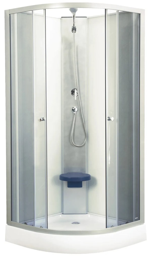 Novoterm Sprchový box čtvrtkruhový NV-Evora 80 W, 80x80 bílý