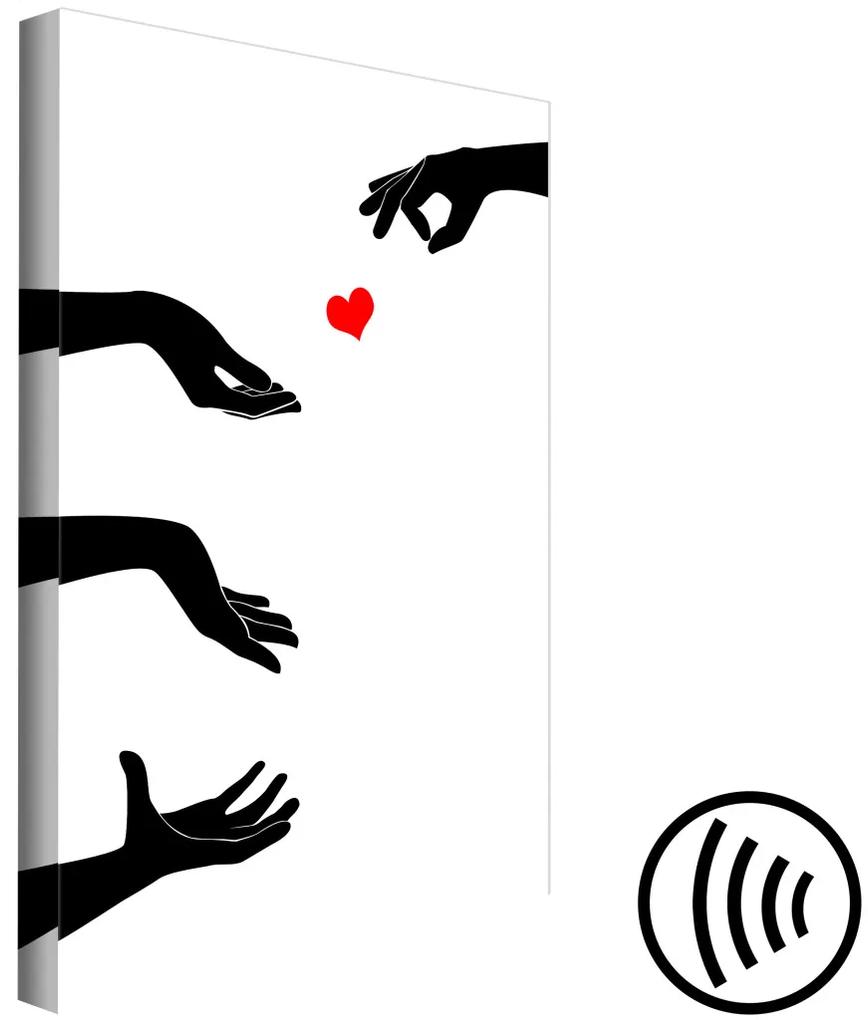 Obraz Srdce na dlani (1-dílný) - černobílá láska odrážená v gestech