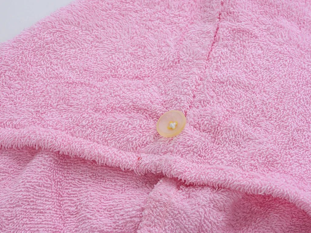 Rychleschnoucí froté turban na vlasy růžový, 100% bavlna