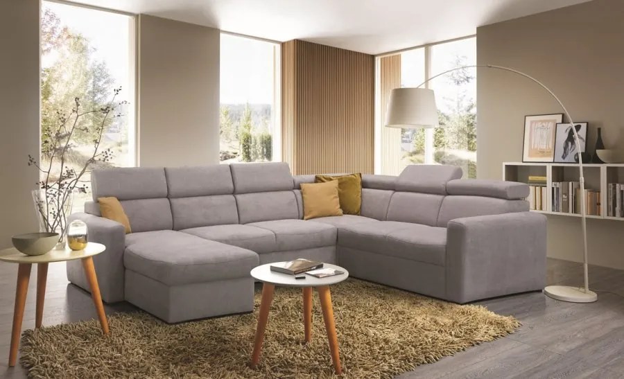 Casarredo - Komfort nábytek Rozkládací sedací souprava do U SELECT levá, látky A1 | barva: N4 ořech,potah: neat 26