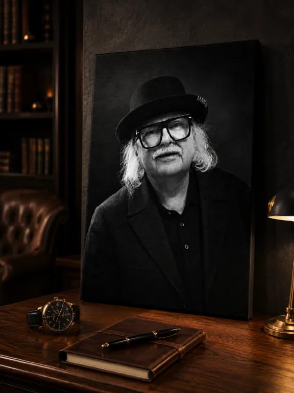 Foto obraz z vlastní fotky na plátno – Pánský černý studiový portrét Rozměry obrazu: 40 x 50 cm