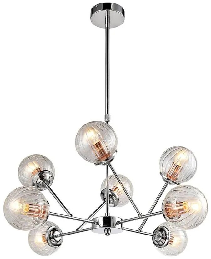 Chromový závěsný lustr Best pro žárovku 8x E14  - Candellux