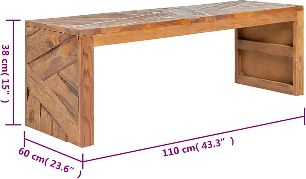 TV stolek 110 x 60 x 38 cm masivní teakové dřevo 326176