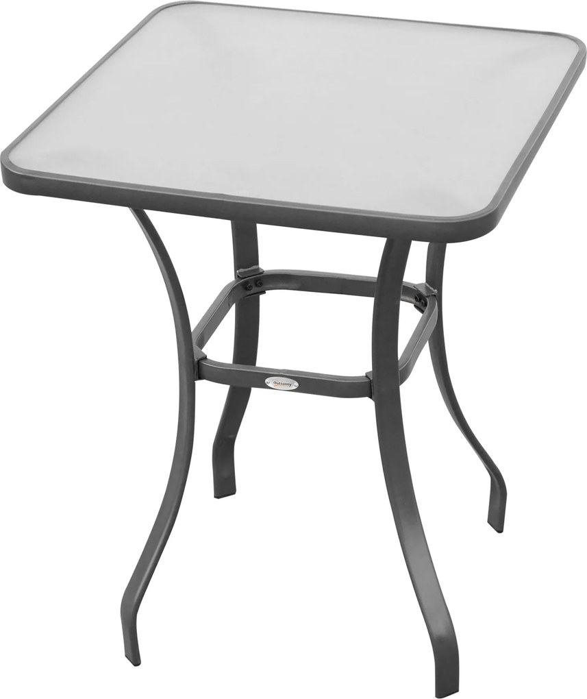 Outsunny zahradní stůl čtvercový skleněný stůl odolný proti povětrnostním vlivům černý 68,5x68,5cm pro balkon terasu zahradní nábytek