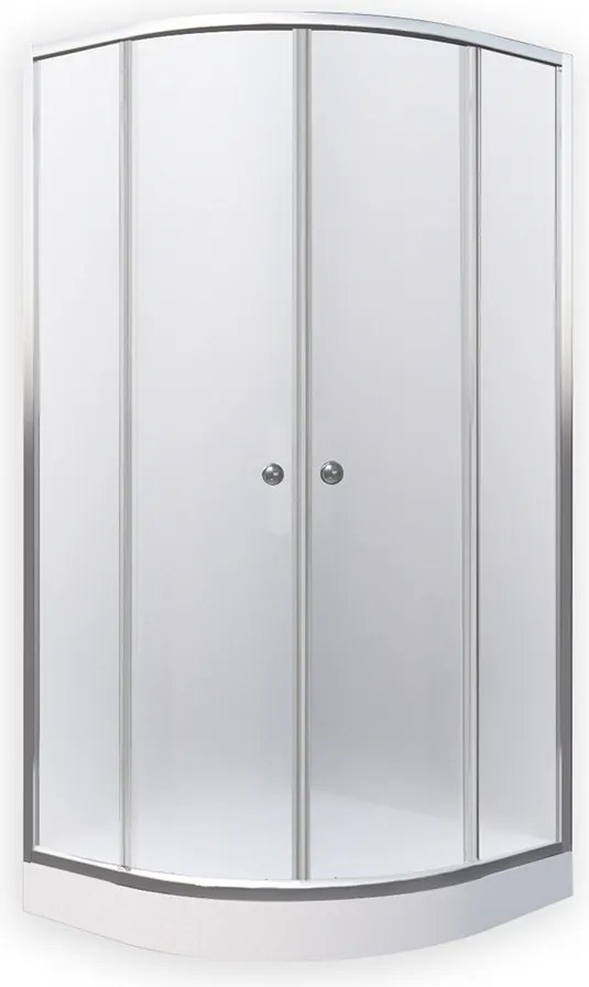 Čtvrtkruhový sprchový kout APOLLO CHROME v setu s vaničkou 90 x 90 cm Brillant Sklo MATT GLASS Univerzální 4000613