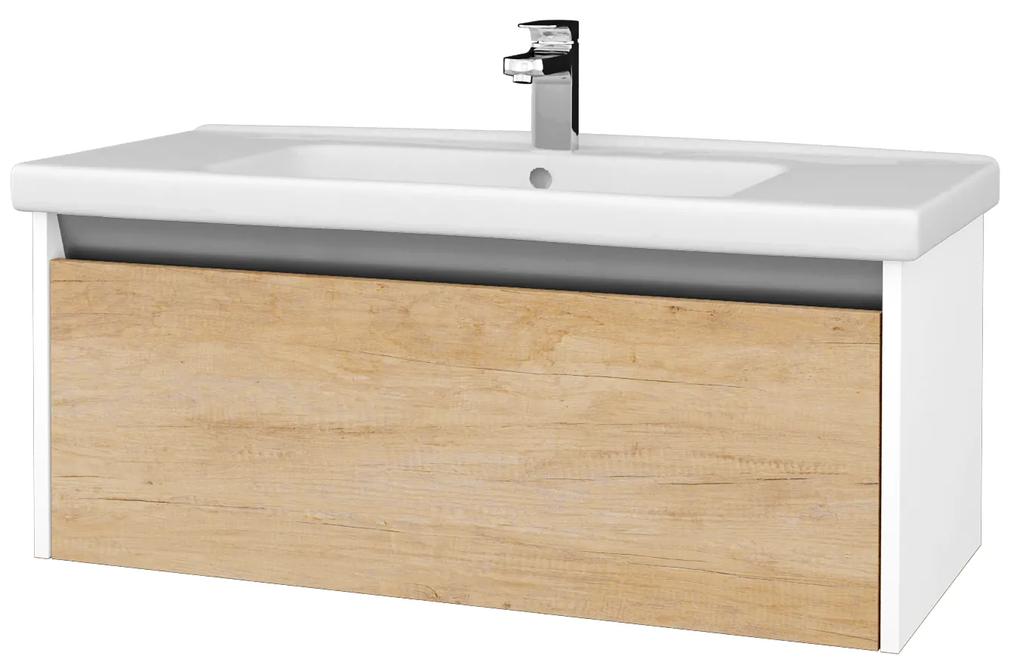 Dřevojas Koupelnová skříň BONO SZZ 100 (umyvadlo Harmonia) Varianta: N01 Bílá lesk / D01 Beton
