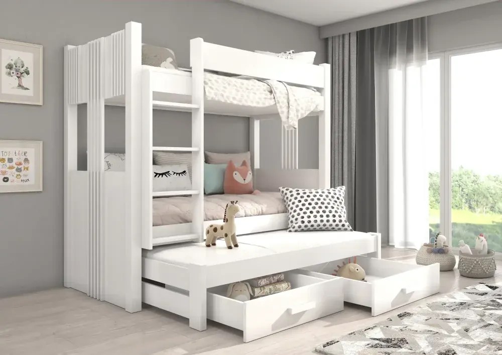 Třílůžková patrová postel s matracemi ARTEMA 180x80