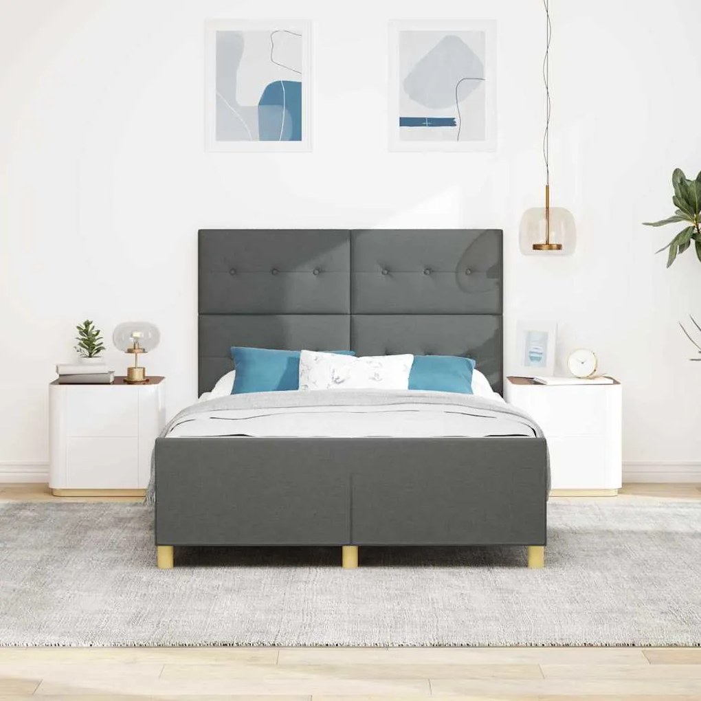 Rám postele s čelo Tmavě šedá 140 x 200 cm textil 3344733
