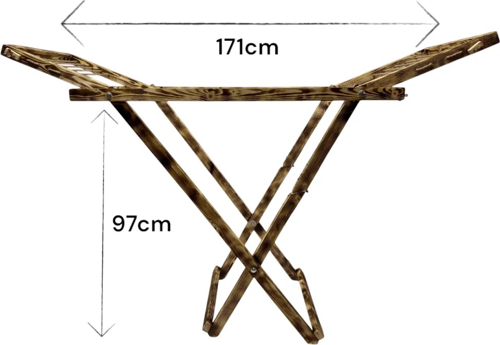 Kvalitní sušák na prádlo – velký, dřevěný, tmavý, volně stojící, sklápěcí