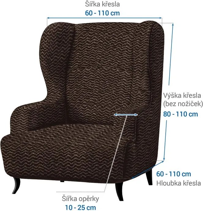 Bielastické potahy CRISTINA tabáková křeslo ušák (š. 60 - 110 cm)