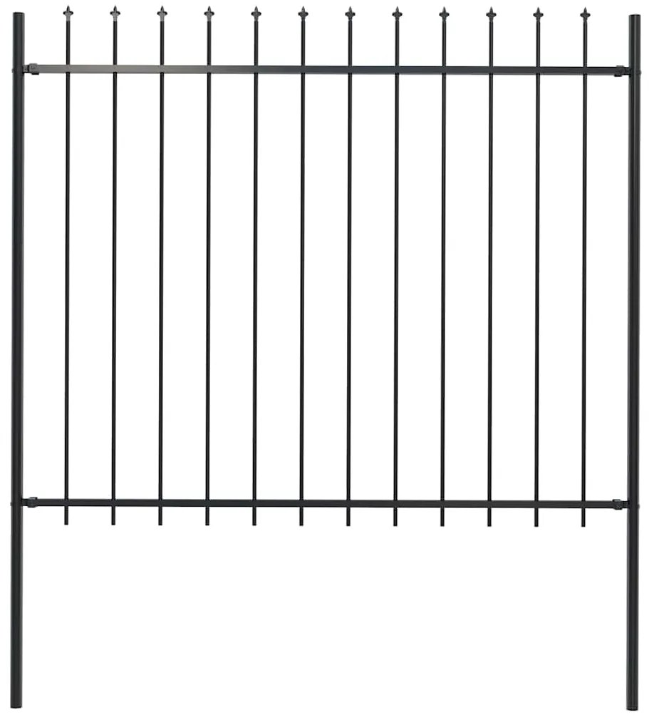 Zahradní plot Woerden s kopím nahoře ocelový 170 x 150 cm černý 144927