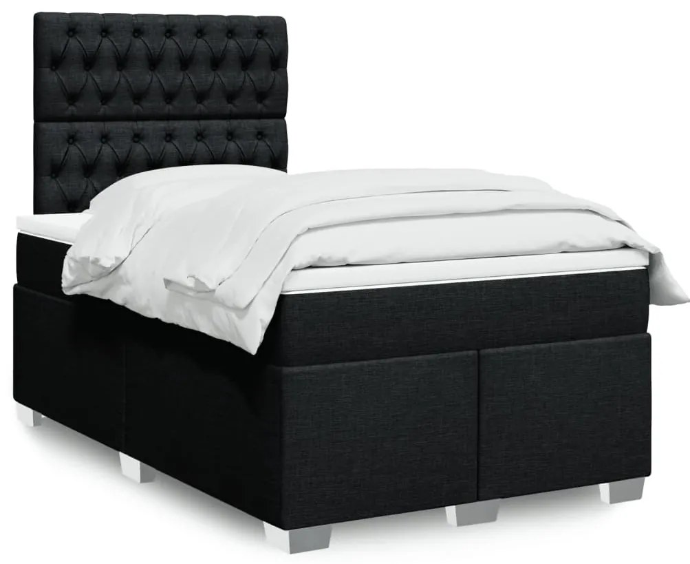 Box spring postel s matrací černá 120x200 cm textil 3290464