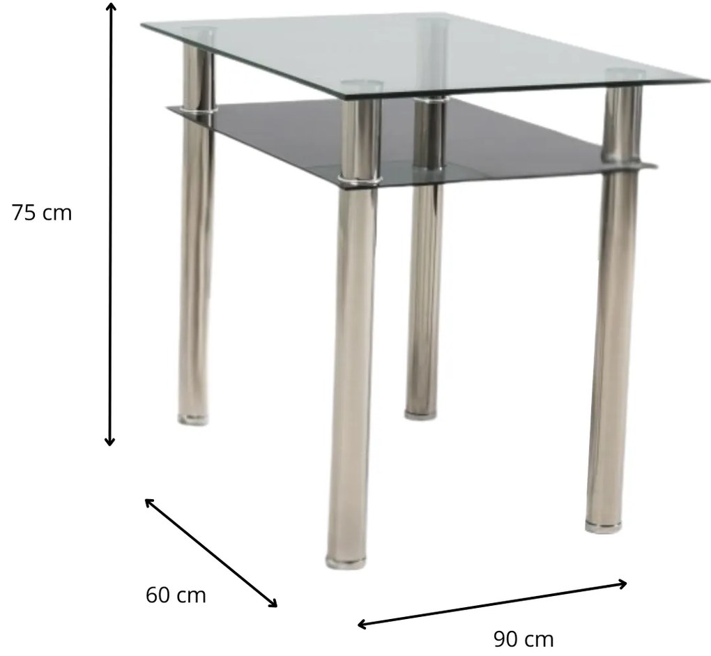 Jídelní stůl Madras 90 cm stříbrný/čirý