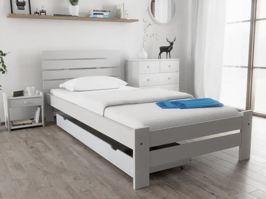 Postel PARIS zvýšená 80 x 200 cm, bílá Matrace: Matrace Coco Maxi 20 cm