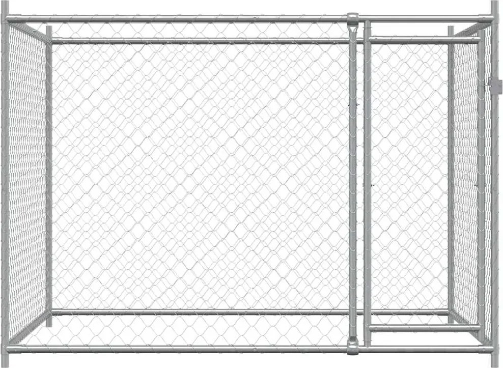 Klec pro psy s dvířky šedá 2 x 2 x 1,5 m pozinkovaná ocel 172562