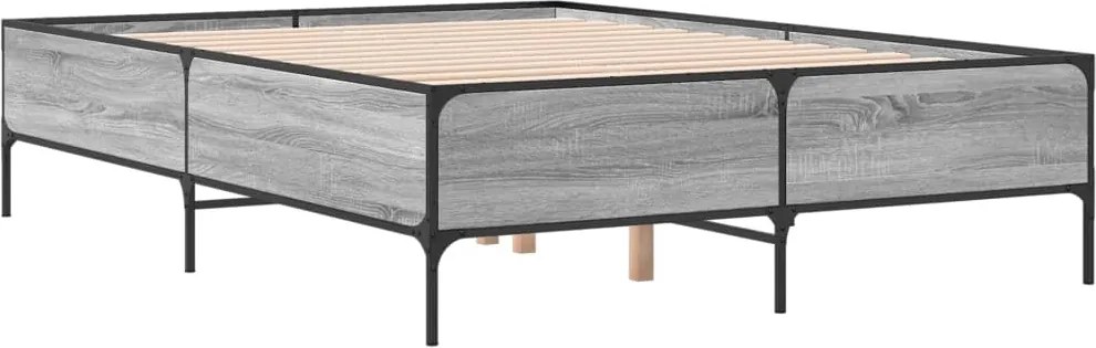 Rám postele šedý sonoma 120 x 200 cm kompozitní dřevo a kov 3279805