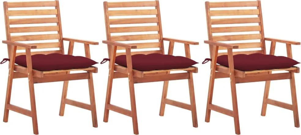 vidaXL Zahradní jídelní židle s poduškami 3 ks masivní akáciové dřevo [3064367] Barva: Béžová