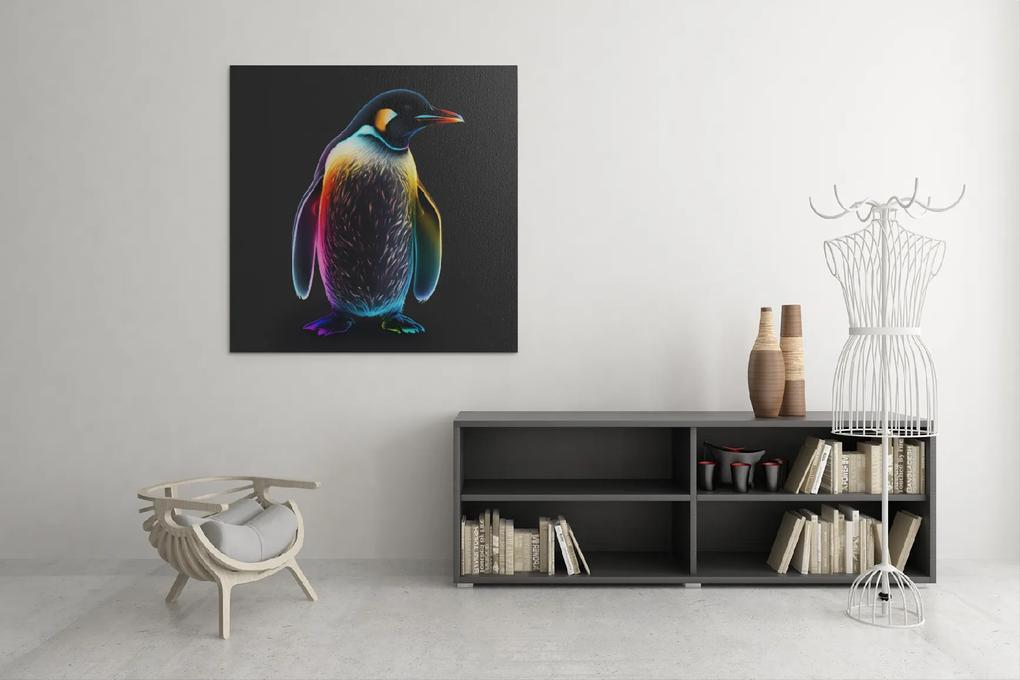 Obraz na plátně - barevný tučňák FeelHappy.cz Velikost obrazu: 80 x 80 cm