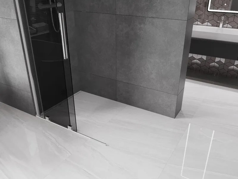 Mexen Velar, sprchová zástěna s posuvnými dveřmi Walk-in 70 x 200 cm, 8mm šedé sklo, chromová, 871-070-000-43-01