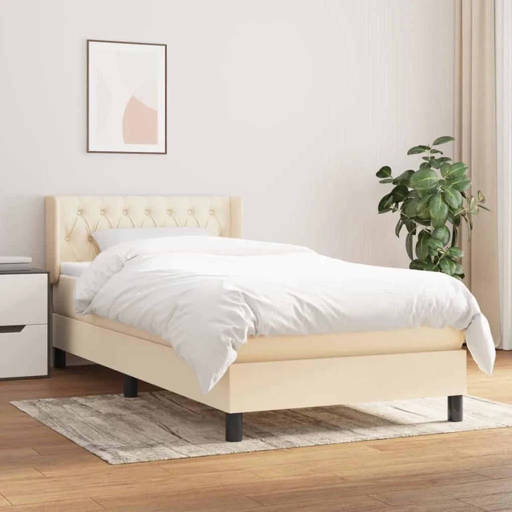 Box spring postel s matrací krémová 100 x 200 cm textil,  3129934