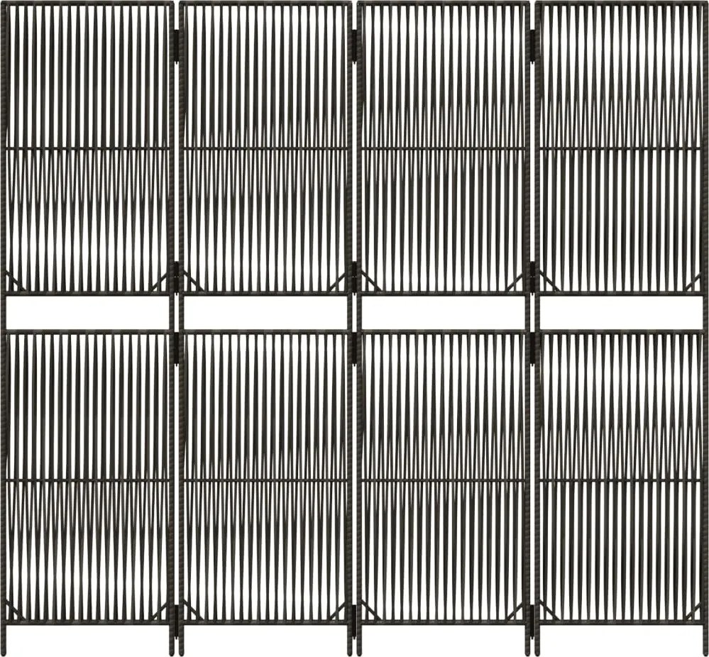 vidaXL Dělicí stěna 4 panely polyratan [365377] Barva: Hnědá