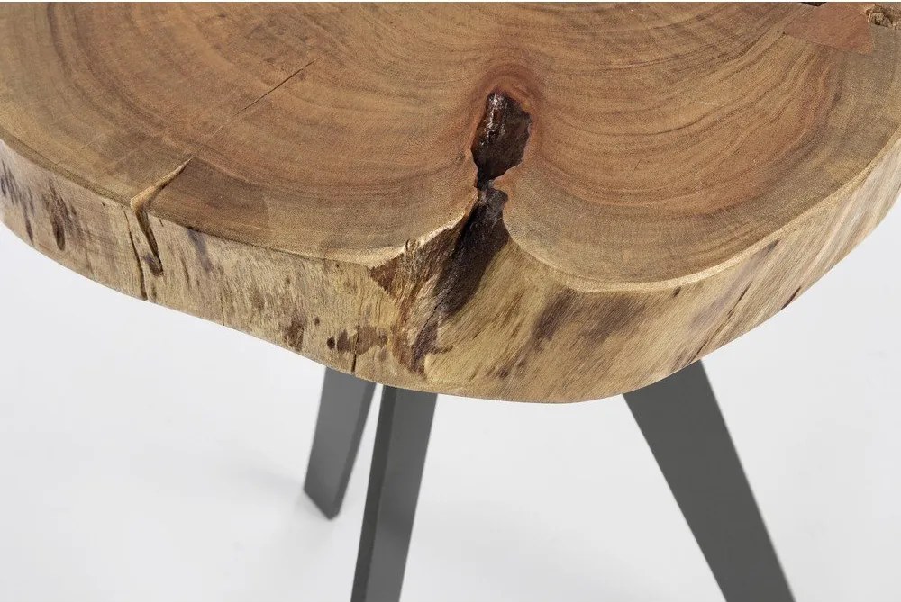 Černý/v přírodní barvě konferenční stolek s deskou z akácie ø 35 cm Aron – Bizzotto