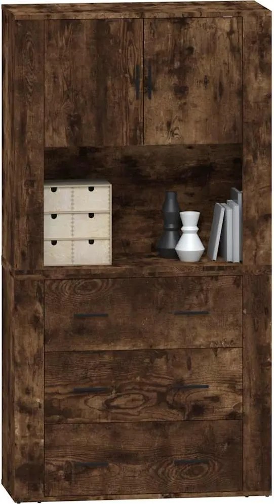 Skříň highboard kouřový dub kompozitní dřevo 3185388