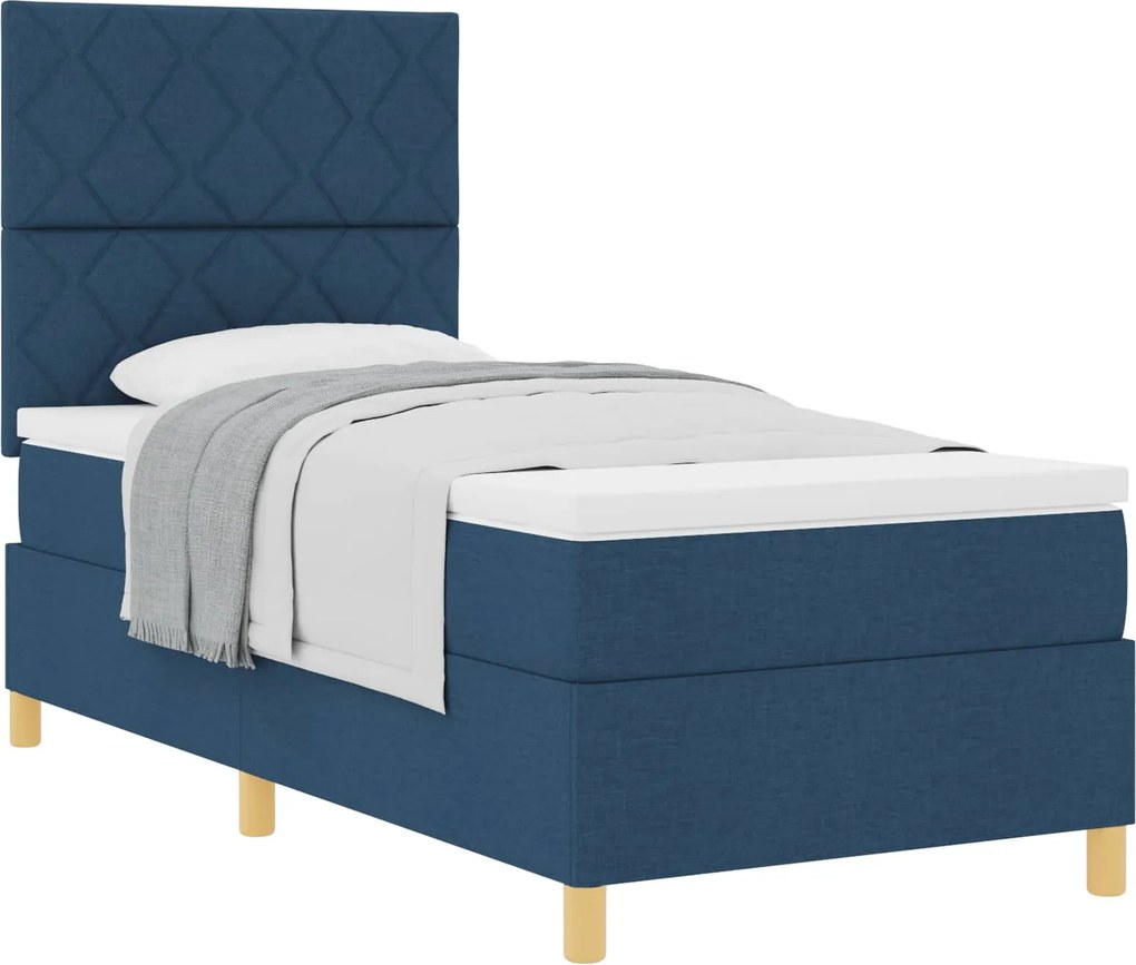 Postel s boxspringem s čelo Modrá 90 x 190 cm textil 3339664