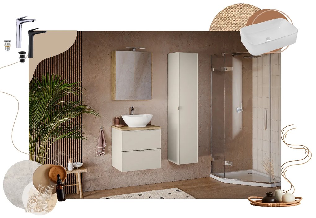 Comad Koupelnová skříňka pod umyvadlo Bella Cashmere 60 kašmír